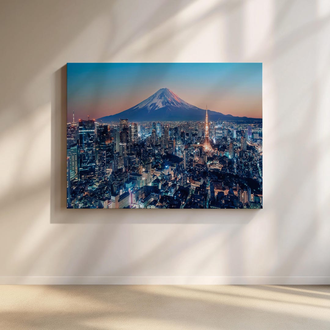 Tokyo Skyline Sunset Canvas, Japan Cityscape Wall Art, Modern Tokyo ...