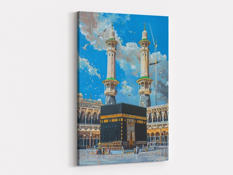 Masjid Al-haram Kaaba Watercolour Canvas Art - Mecca, Saudi Arabia ...