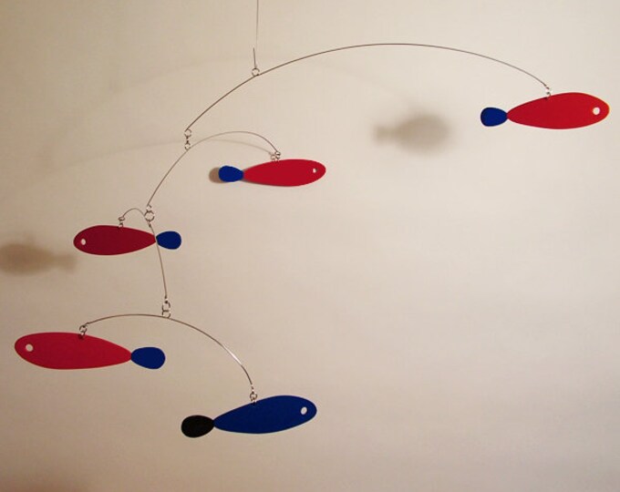 Modern Hanging FISH Art Sculpture Bluefish S Mobile Nursery Decor 26" X ...