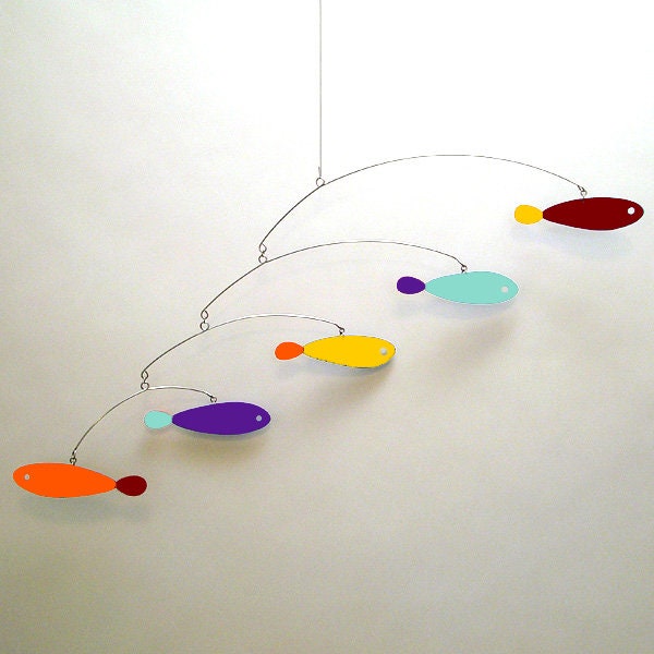 Modern Hanging FISH Art Sculpture Bluefish Mobile Nursery | Etsy