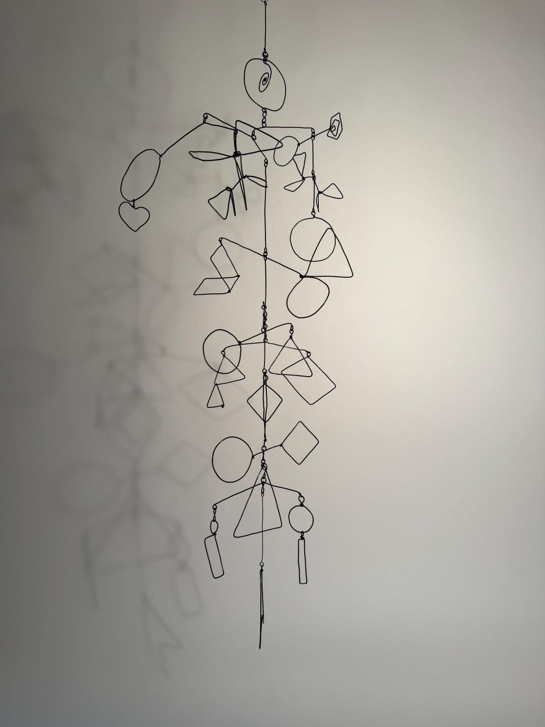 Wire Mobile 15w X 38h Black Wire Art Hanging Sculpture Wireman Minimalist Decor 1/1 One of a ...