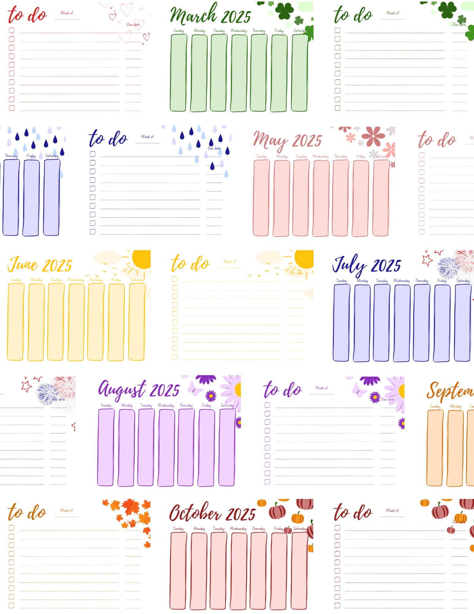 2024 2025 Weekly Printable Planning Calendar and to Do List - Etsy