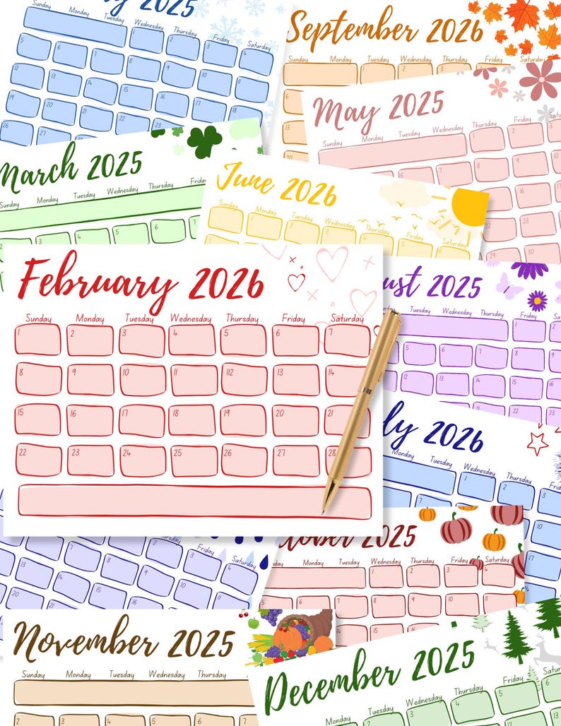 2025 and 2026 Monthly Printable Planning Calendar - Etsy