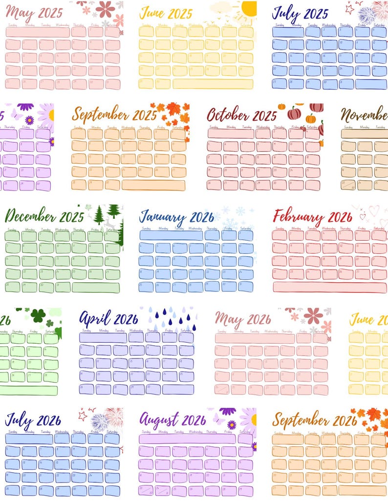 2025 and 2026 Monthly Printable Planning Calendar - Etsy