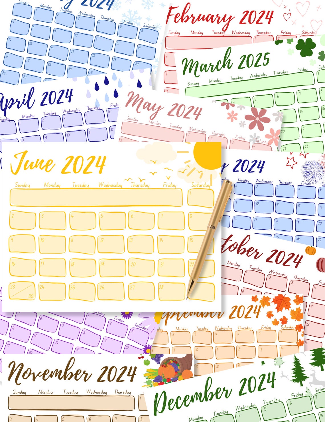 2024 2025 Monthly Printable Planning Calendar - Etsy