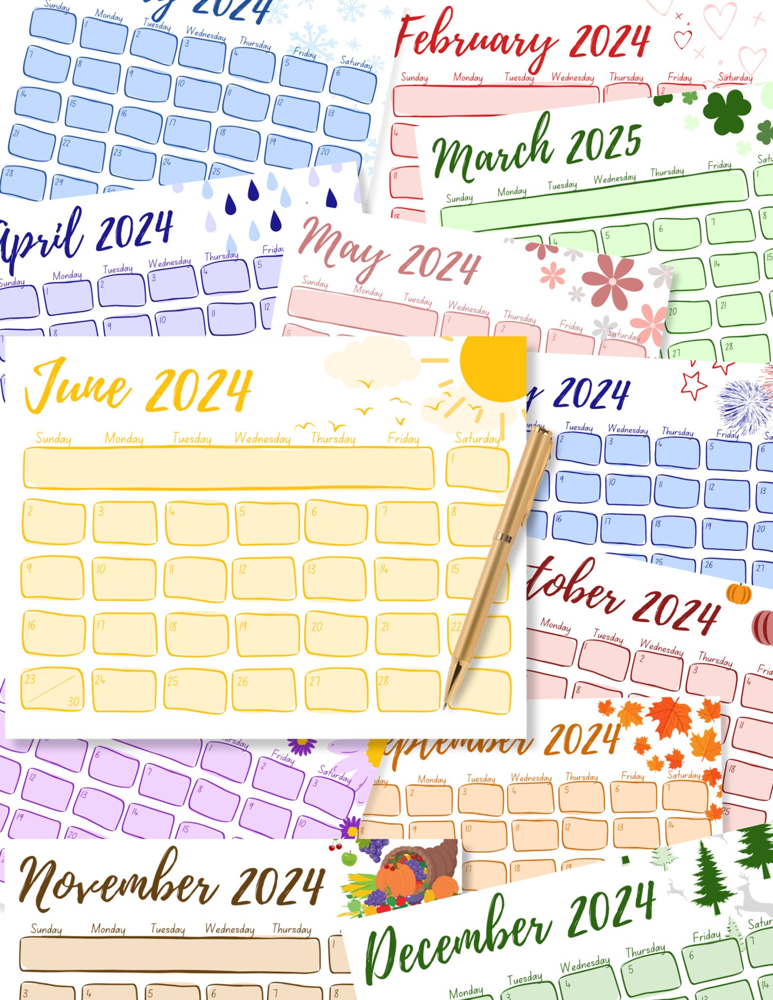 2024 2025 Monthly Printable Planning Calendar - Etsy