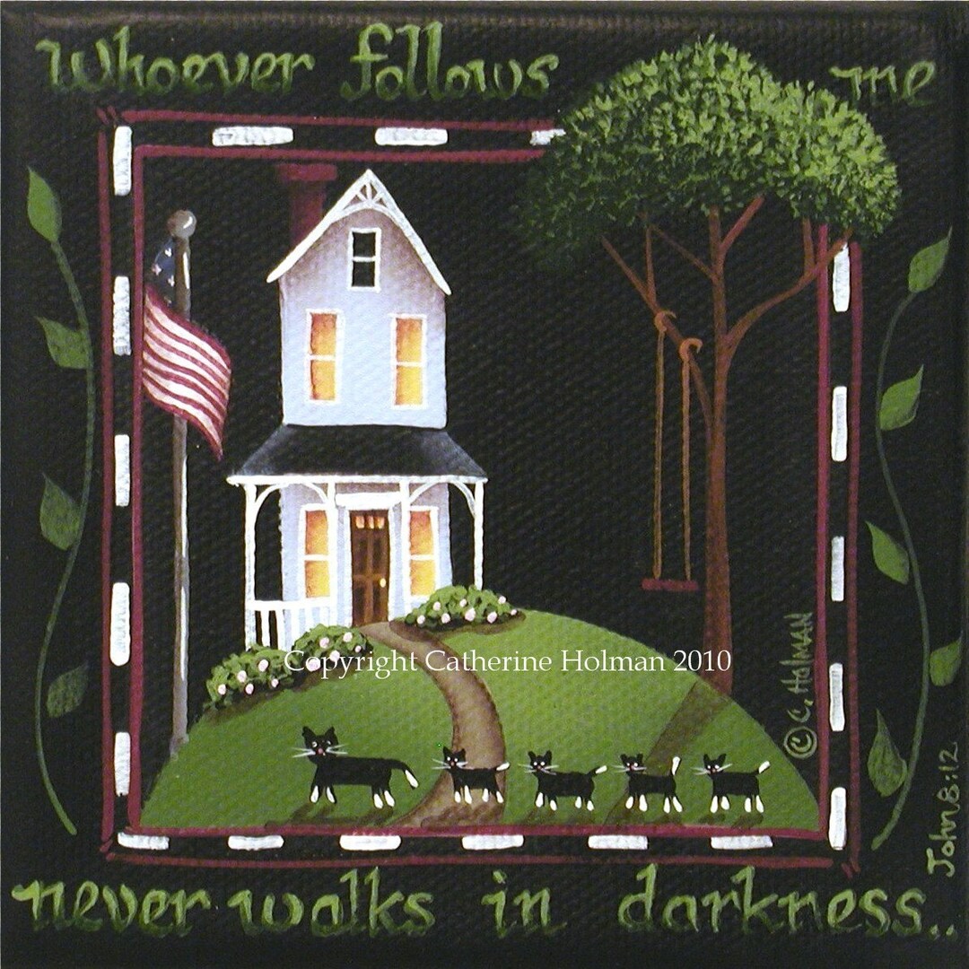 Folk Art Print Whoever Follows Me - Etsy