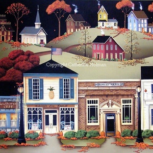 Folk Art Print Hometown America - Etsy