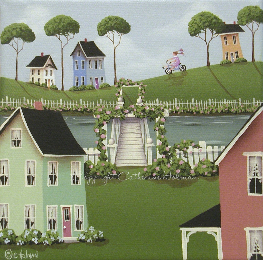 Folk Art Print Wild Rose Crossing - Etsy