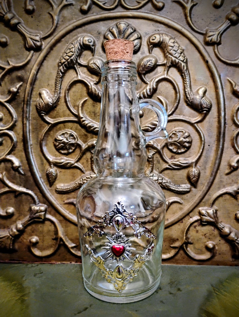 Sacred Heart Holy Water Glass Jug /flagon/bottle Religious Gift ...