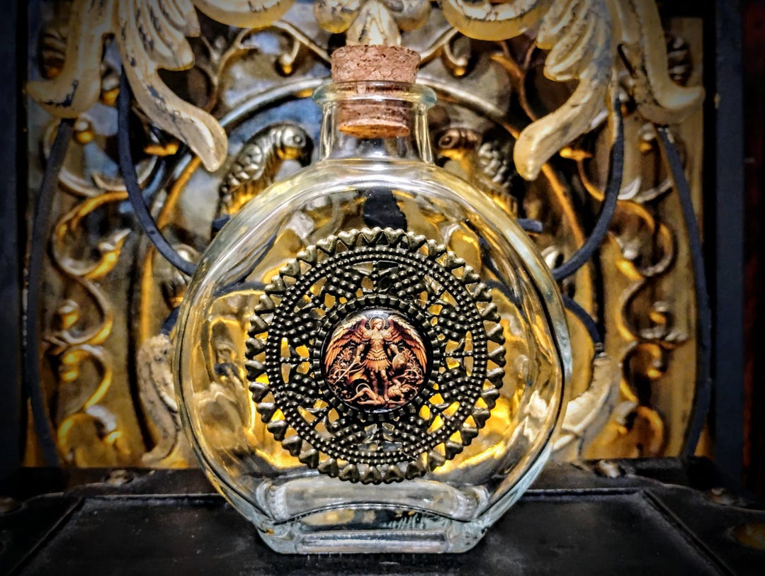 St. Michael Holy Water Bottle: Antique Gold Filigree Catholic Gift - Etsy