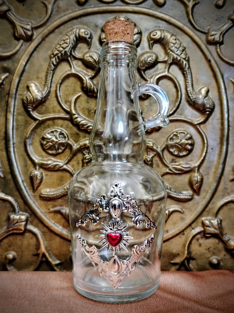 Sacred Heart Holy Water Glass Jug /flagon/bottle Religious Gift ...