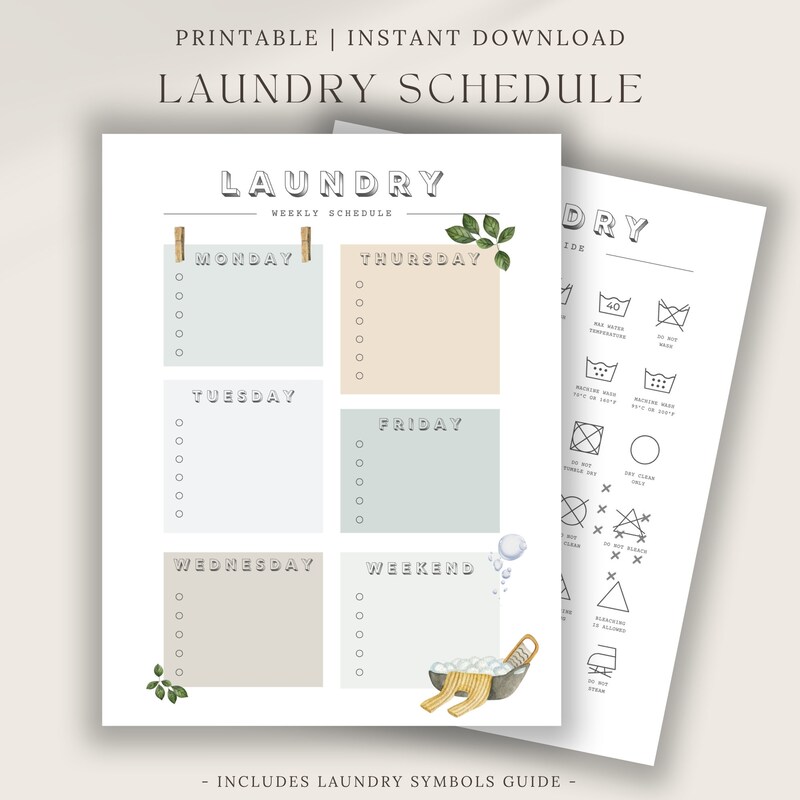 Laundry Schedule - Etsy