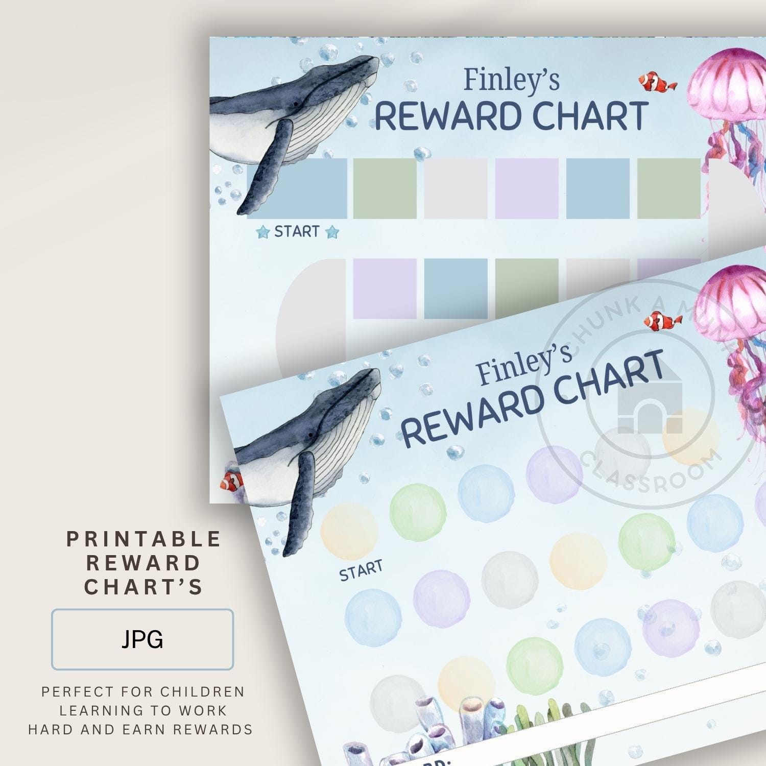 Sea Life Reward Chart, Sticker Chart, Toddler, Preschool Kids, Letter ...