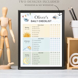 Kids Daily Checklist, Kids Planner, Editable Checklist, Daily Routine ...