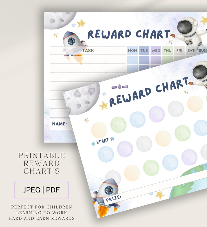 Space Reward Chart, Sticker Chart, Toddler, Preschool Kids, Letter Size ...