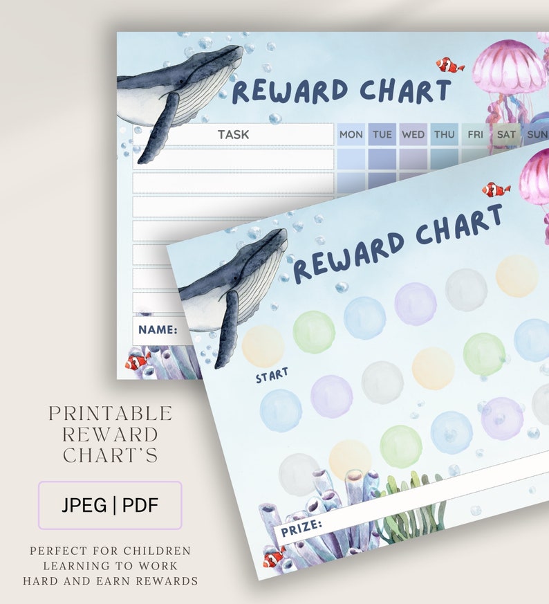 Sea Life Reward Chart, Sticker Chart, Toddler, Preschool Kids, Letter ...