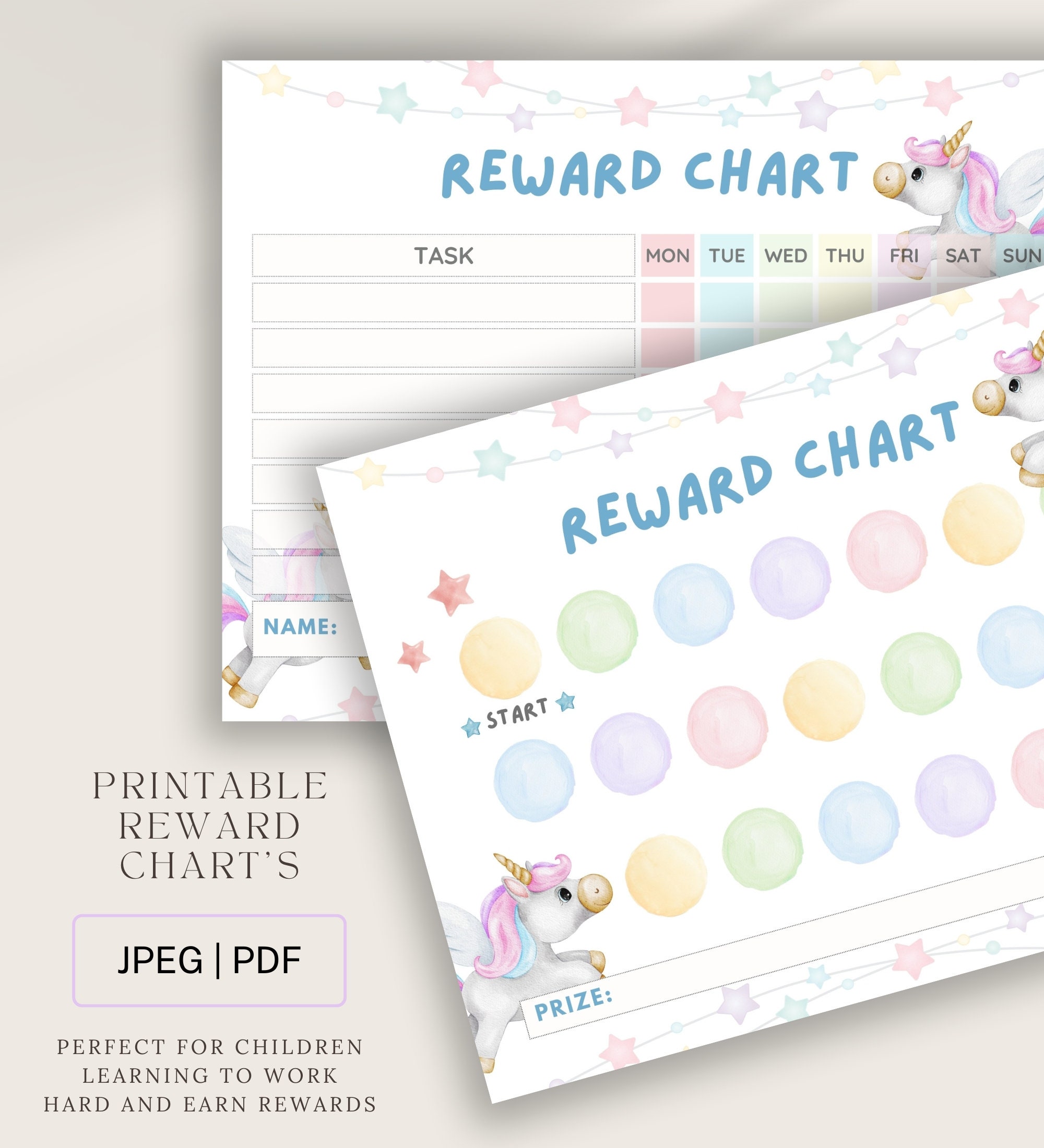 Unicorn Reward Chart, Sticker Chart, Toddler, Preschool Kids, Letter ...