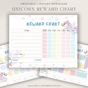 Unicorn Reward Chart, Sticker Chart, Toddler, Preschool Kids, Letter ...
