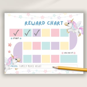 Unicorn Reward Chart, Sticker Chart, Toddler, Preschool Kids, Letter ...