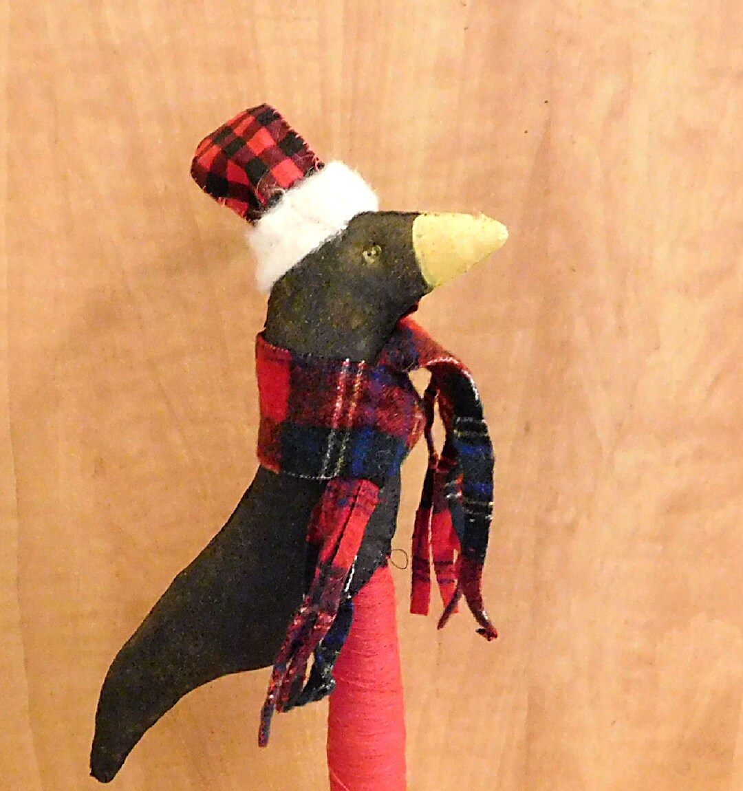Handmade Christmas Crow, Holiday Decorations, Primitive Crow Make-do ...