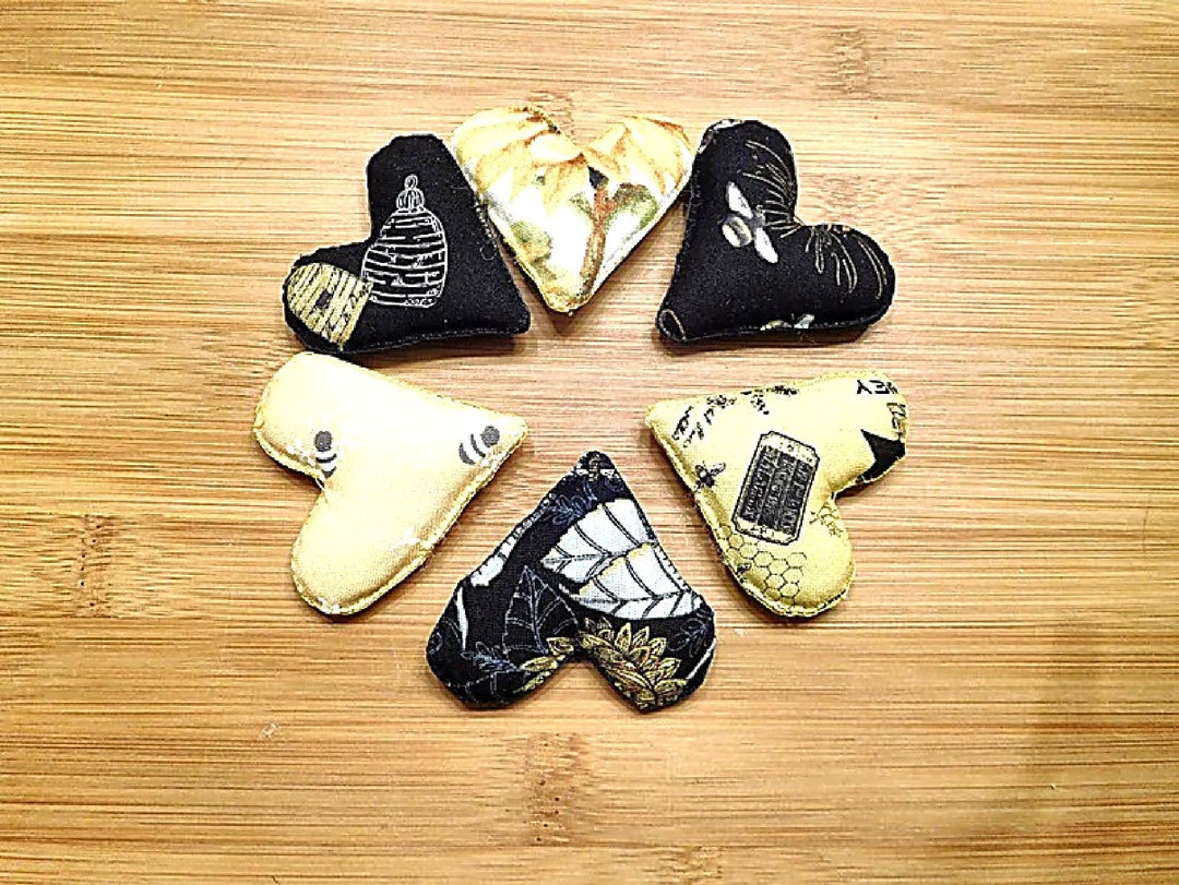 Whimsical Bumble Bee Heart Set - Handmade Yellow & Black Ornaments for ...