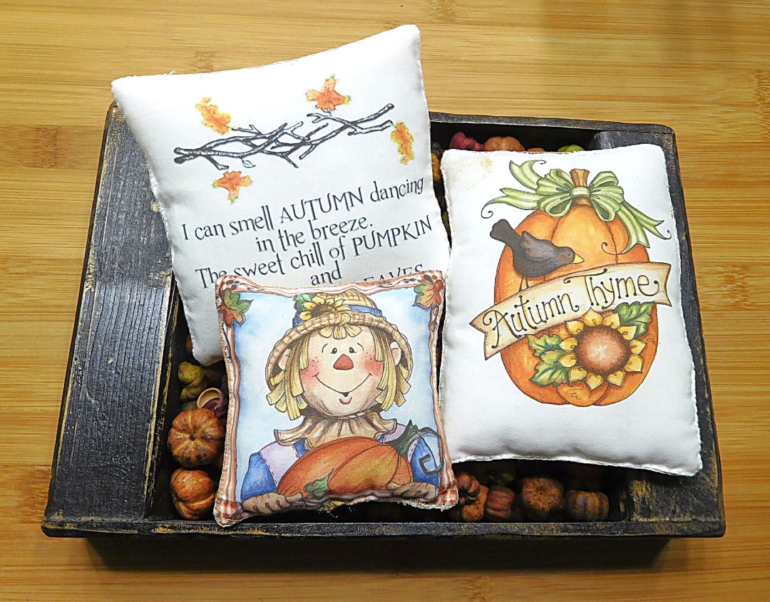 Fall Pillow Tucks, Autumn Decorations, Primitive Bowl Fillers, Holiday ...