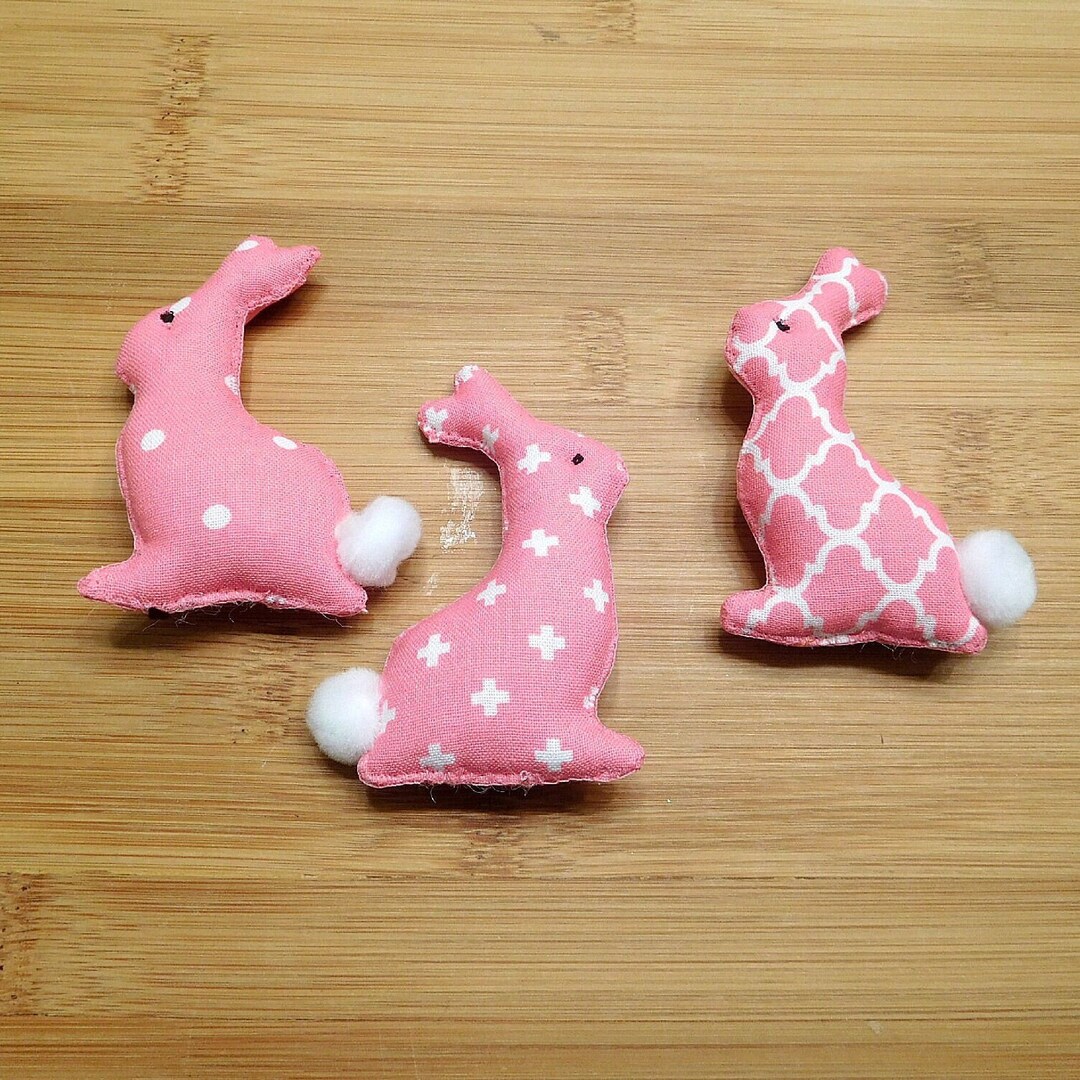 Spring Pink Easter Rabbit Trio, Primitive Bowl Filler Set, Handmade ...
