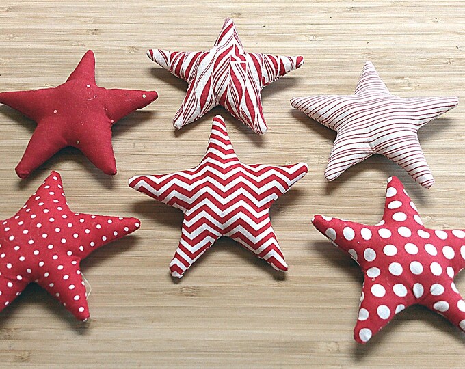 Christmas Stars, Set of Six, Handmade Winter Ornaments for Winter Decor ...
