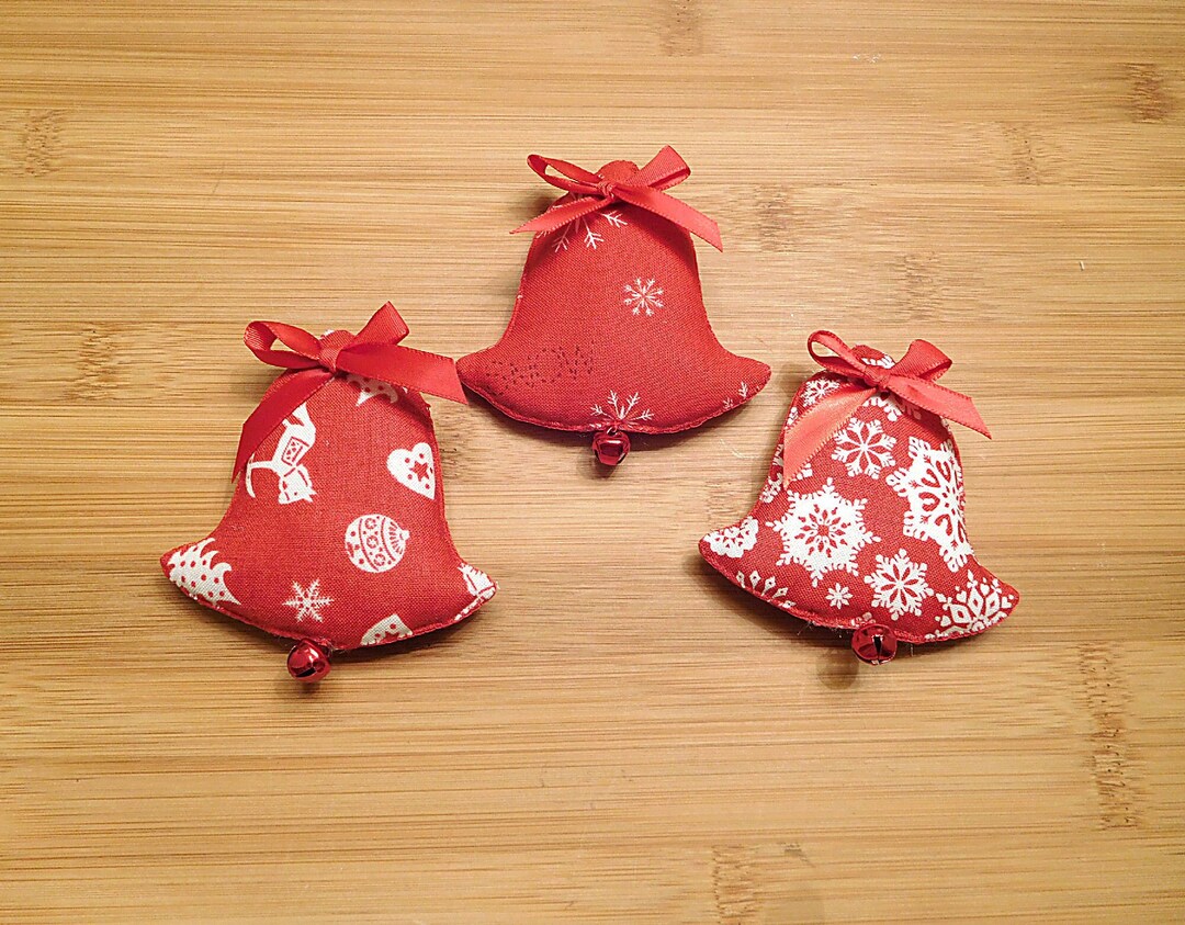 Holiday Cheer: Red Christmas Bells Set of 3 Handmade Wreath ...