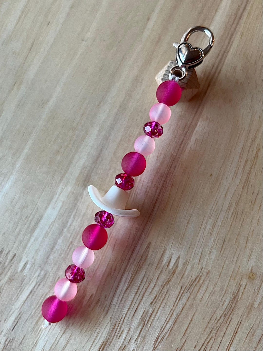 Pink Keychain W/ Cowboy/cowgirl Hat - Etsy
