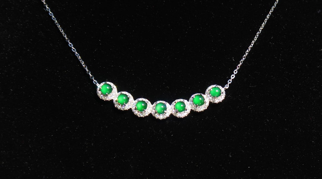 Translucent Imperial Green Jadeite Jade Smile Necklace. Grade A, Type A ...