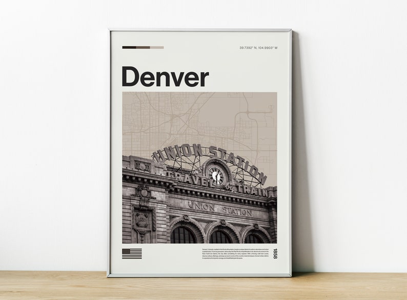 Denver Mid-century Modern Travel Poster Print, Denver Poster, Denver ...