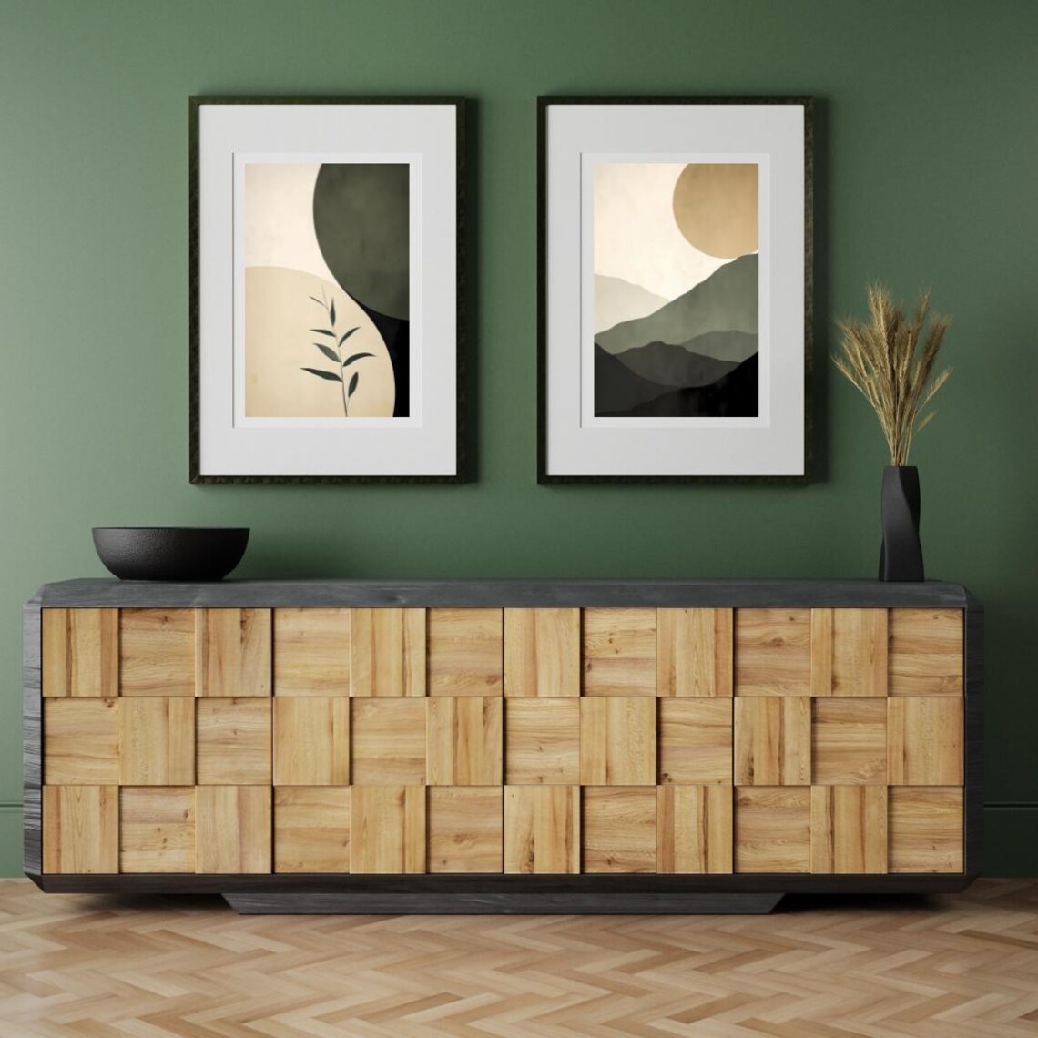 Japandi Skandinavische Wand Kunst Set von 2 Galerie, organische Formen, große abstrakte Drucke ...