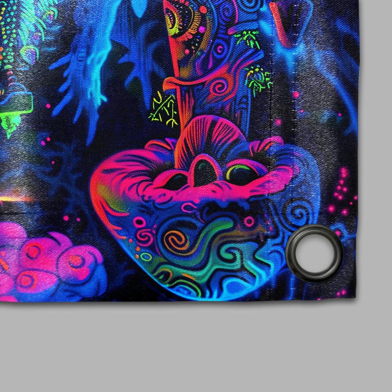 Mysterious Underground Crypt Wall Tapestry, Black Light Mushroom Decor ...