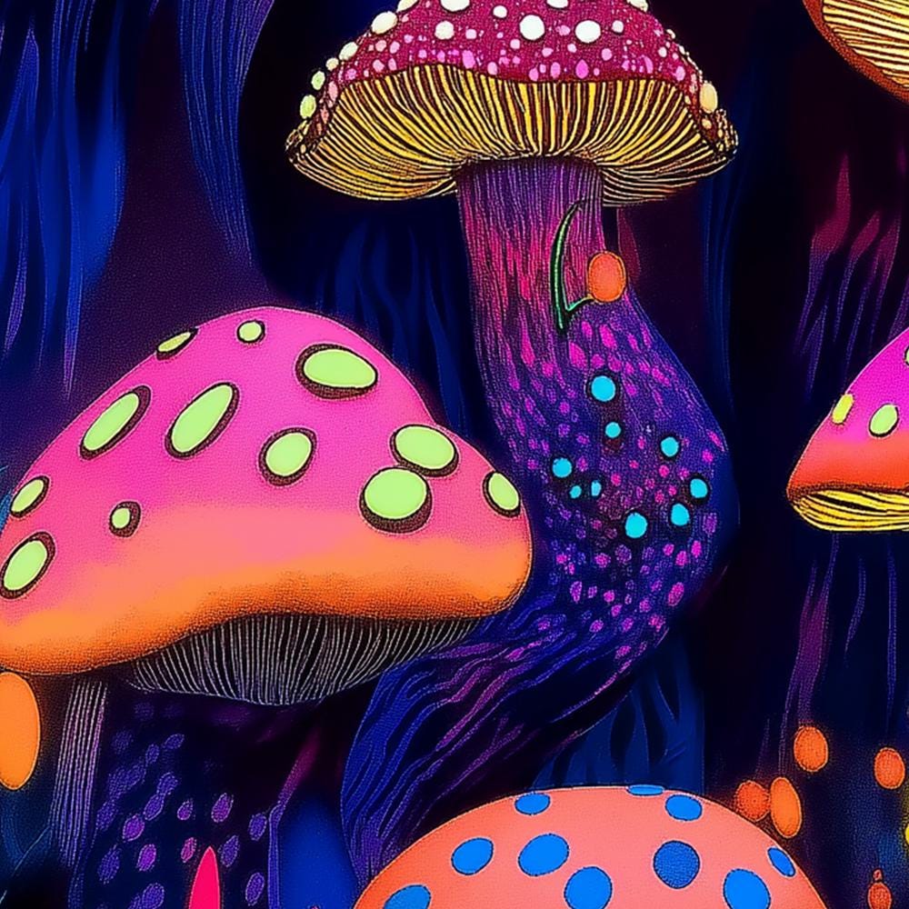 Glow in Dark Mushroom Cave Wall Tapestry, Psychedelic Polka Dot Wall ...