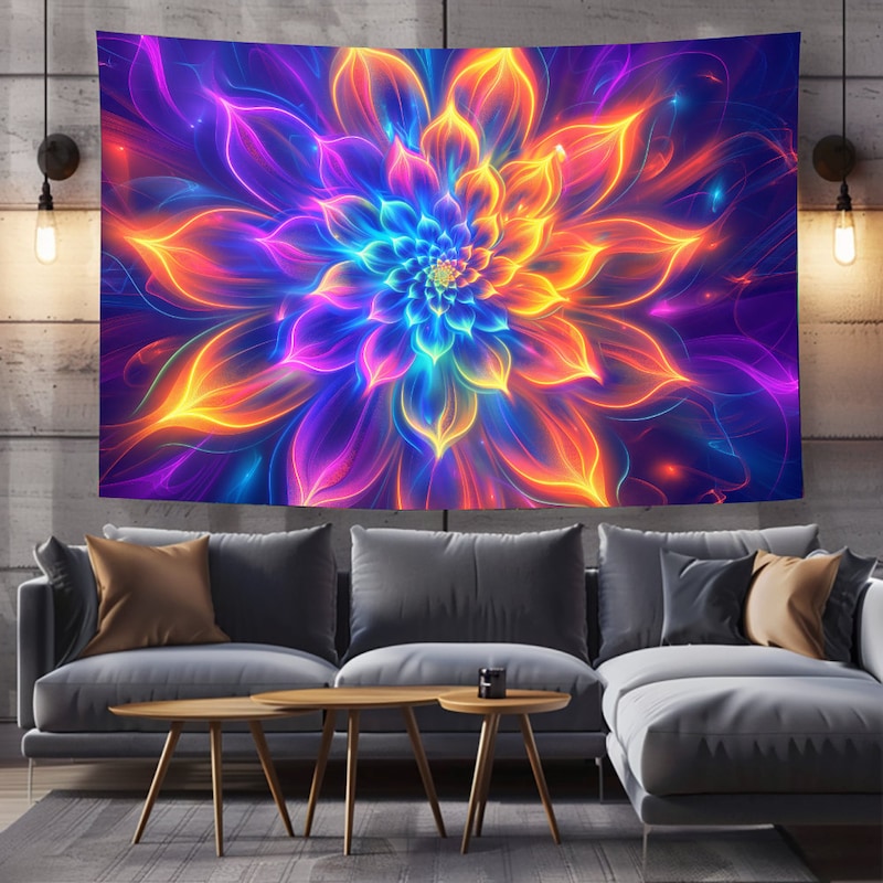 Uv Light Tapestry Mandala - Etsy