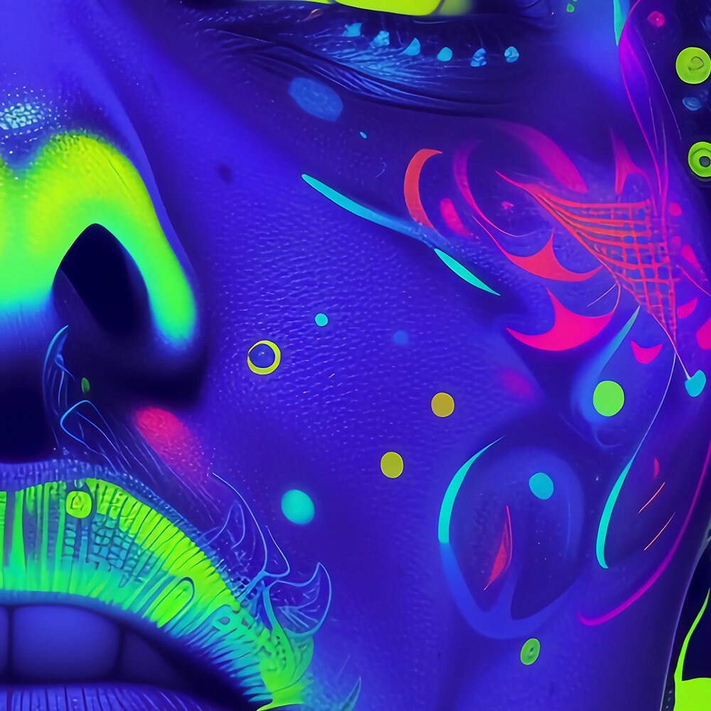 Black Light Reactive Wall Tapestry, Psychedelic Beauty Close-up Wall ...