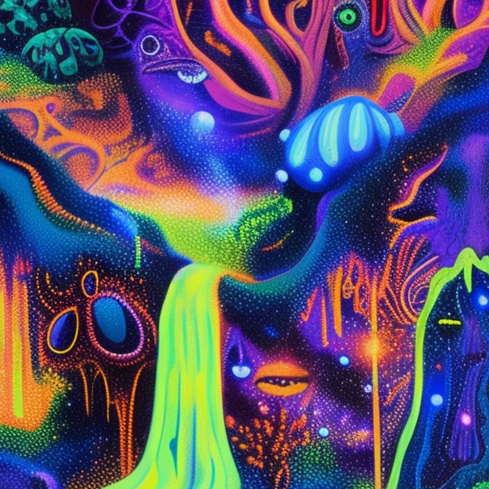 Glow in the Dark Alien Waterfall Tapestry, Fluorescent Alien Planet ...
