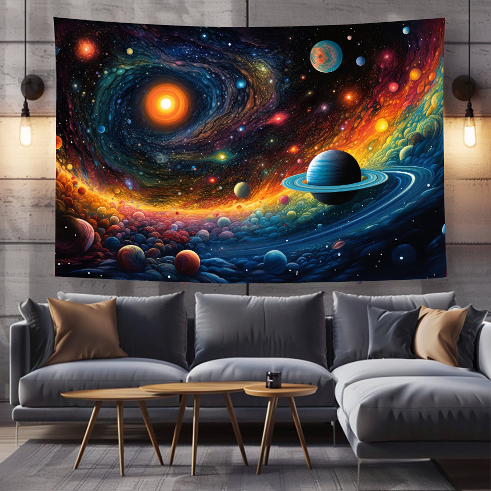 Psychedelic Universe Tapestry, Luminous Starry Sky Wall Decor ...