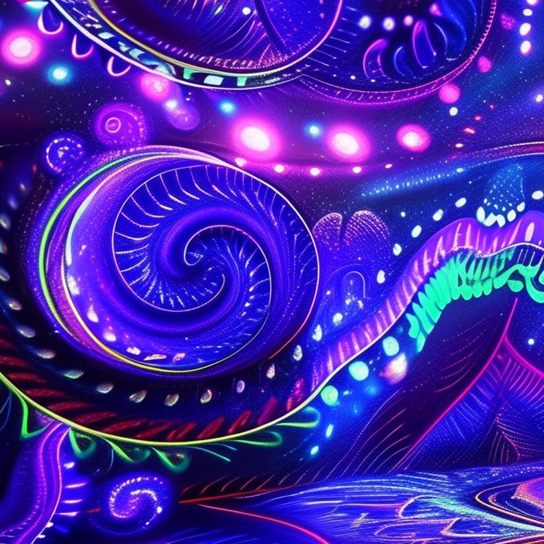Fluorescent Psychedelic Room Wall Tapestry, Glow-in-the-dark Neon ...