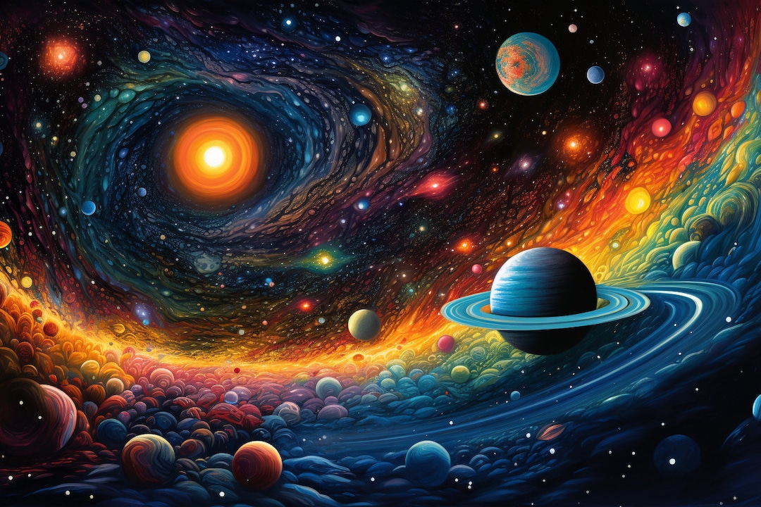Psychedelic Universe Tapestry, Luminous Starry Sky Wall Decor ...