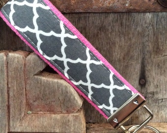 Beautiful Key Fob/keychain/wristlet Aztec White on Gray-ready | Etsy