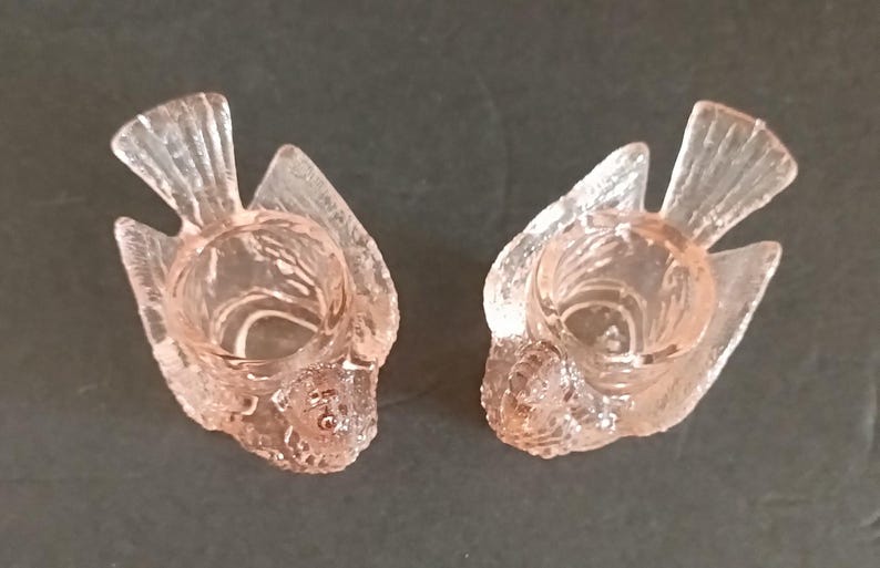 Set of 2 Pink Glass Bird W Berry Salt Cellar Dishes. - Etsy