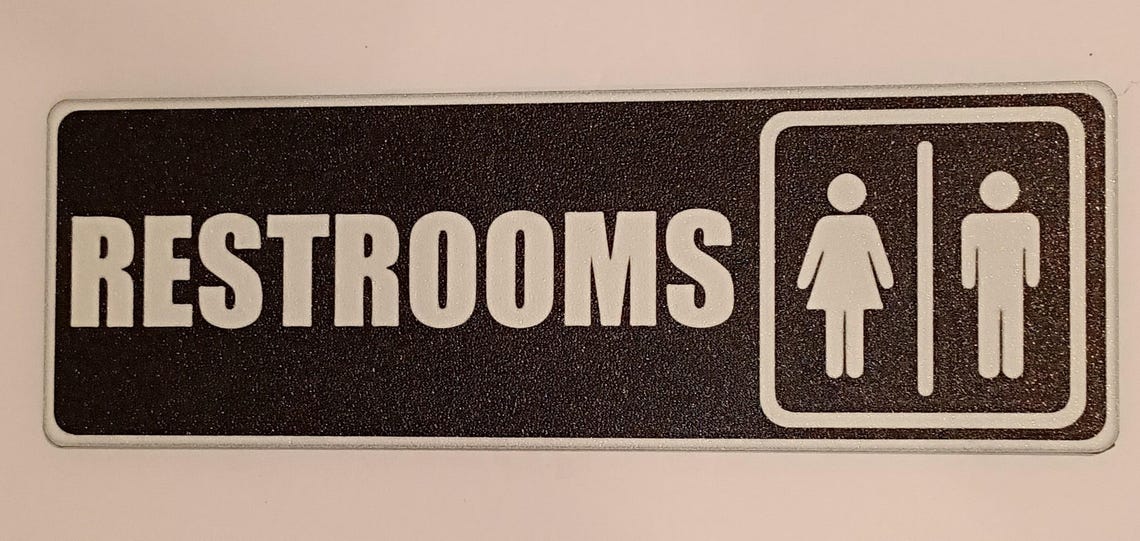 RESTROOMS Sign 3" X 9" Plastic W/adhesive Strips New. - Etsy