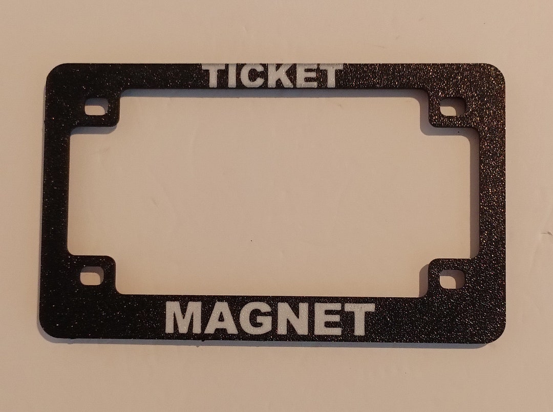 Funny Motorcycle License Plate Frame. "ticket Magnet" Plastic - Etsy