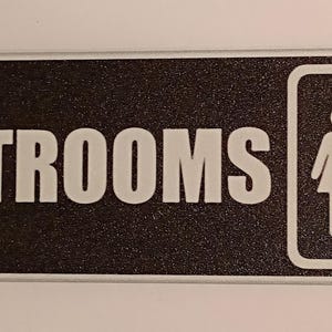 Lot of 10 RESTROOM Signs 3" X 9" Plastic W/adhesive Strips New. Each ...