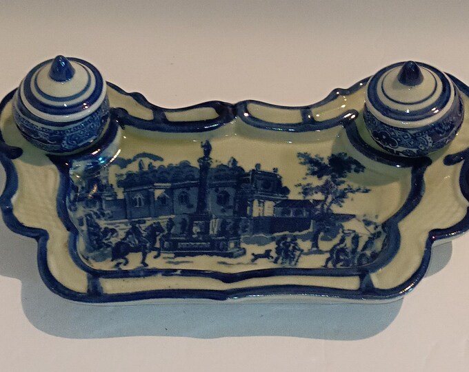 Inkwell 5-piece Set Victoria Ware Ironstone Style Blue and White Never ...