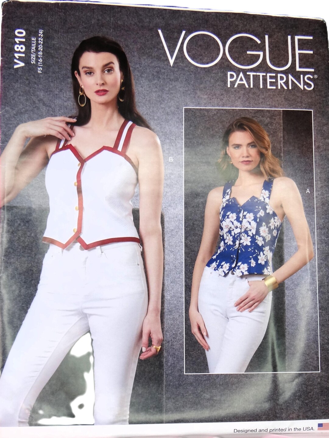 Vogue 1810 Vest Sewing Pattern: Princess Seams, Sizes 16-24 - Etsy