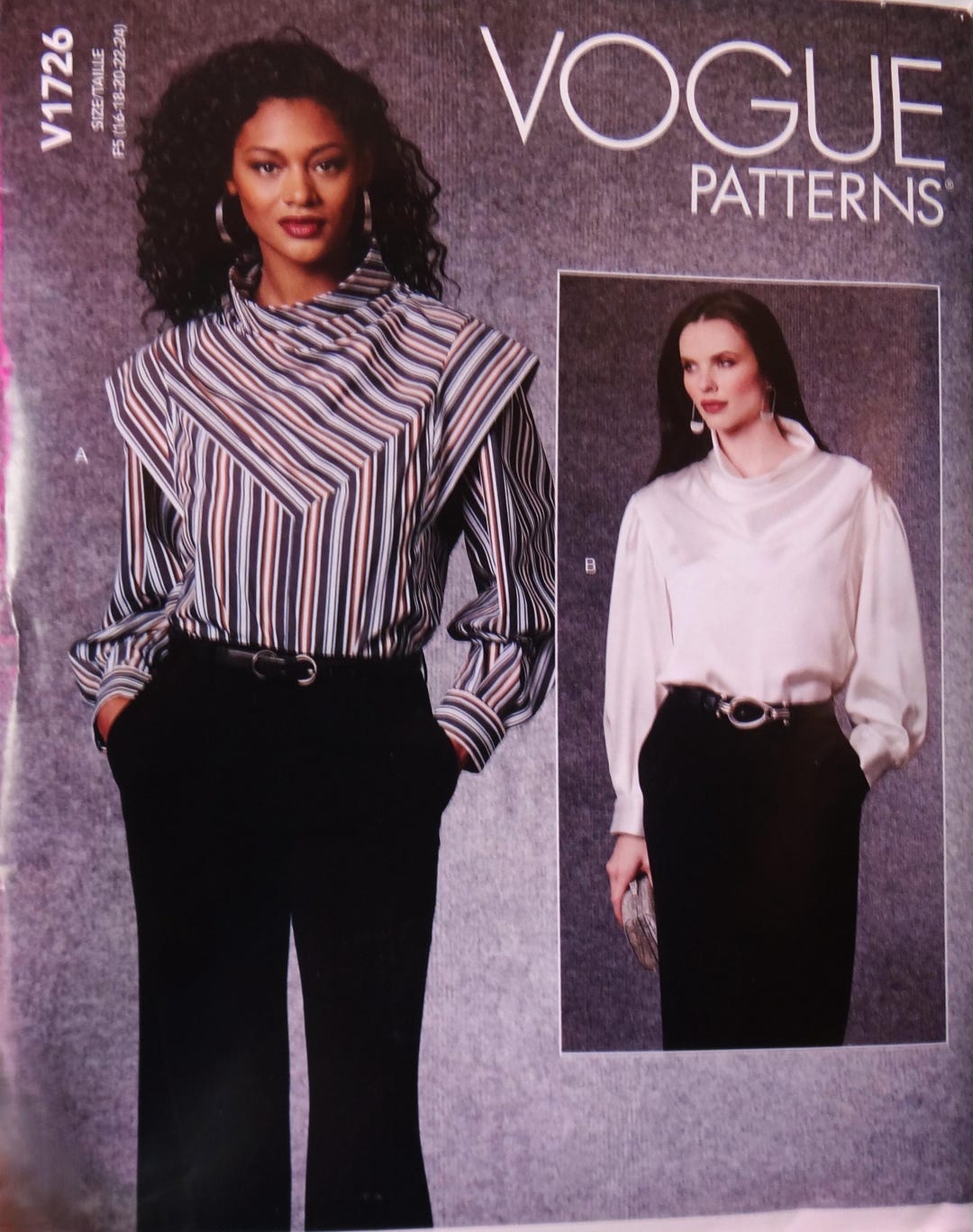 Vogue 1726 Sewing Pattern: Misses' Cowl Neck Top, Sizes 16-24 - Etsy